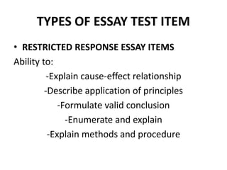 TYPES OF ESSAY THAT MEASURES COMPLEX LEARNING OUTCOMES ni lester.pptx
