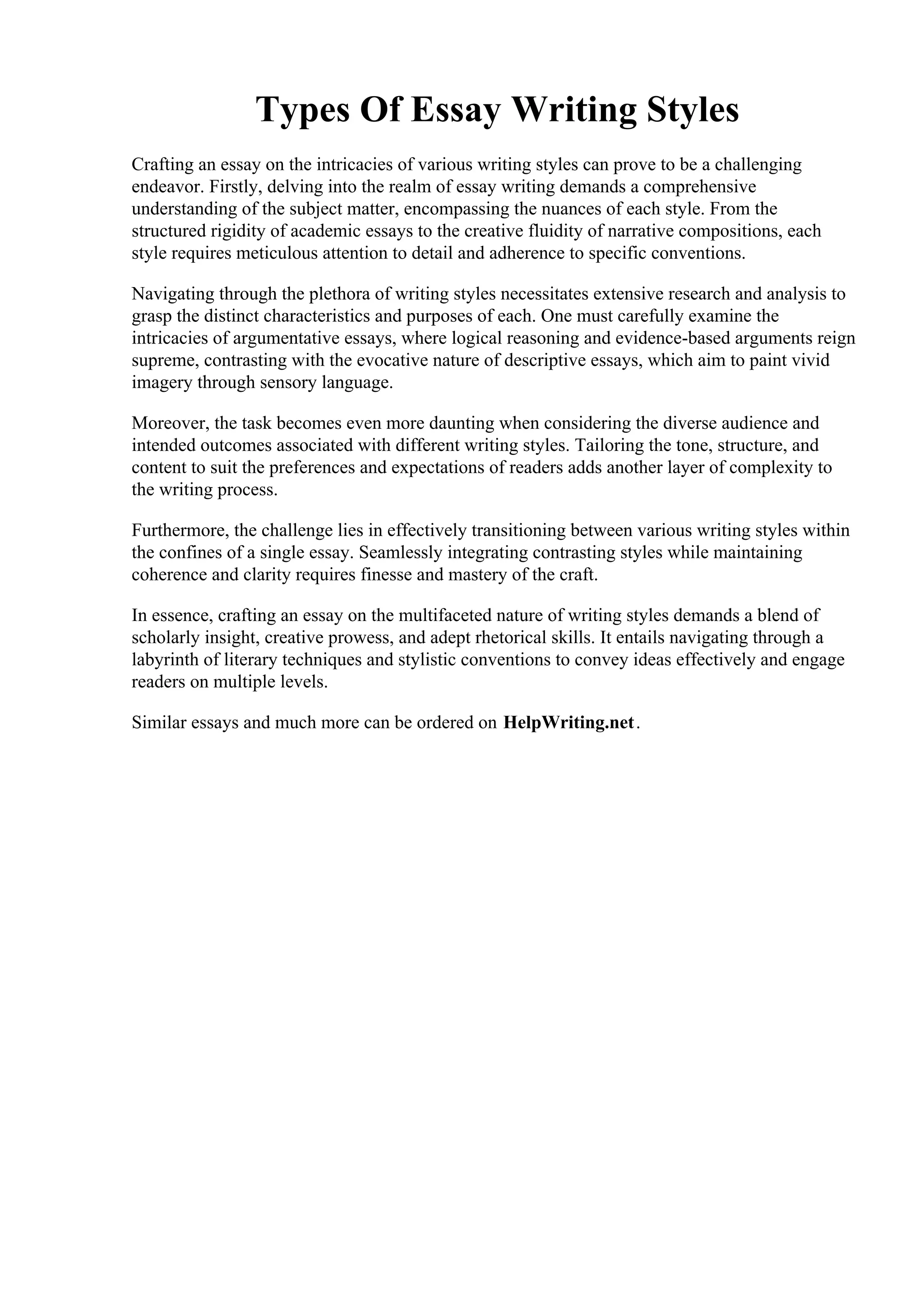 Types Of Essay Writing Styles. Expository essay: English essay examples ...