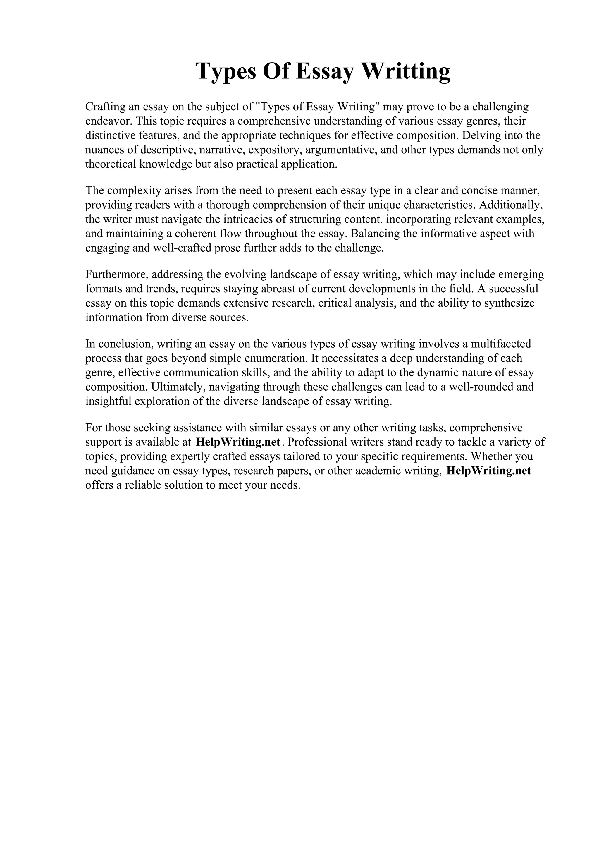 Types Of Essay Writting. What Is an Essay? Different Types of Essays ...