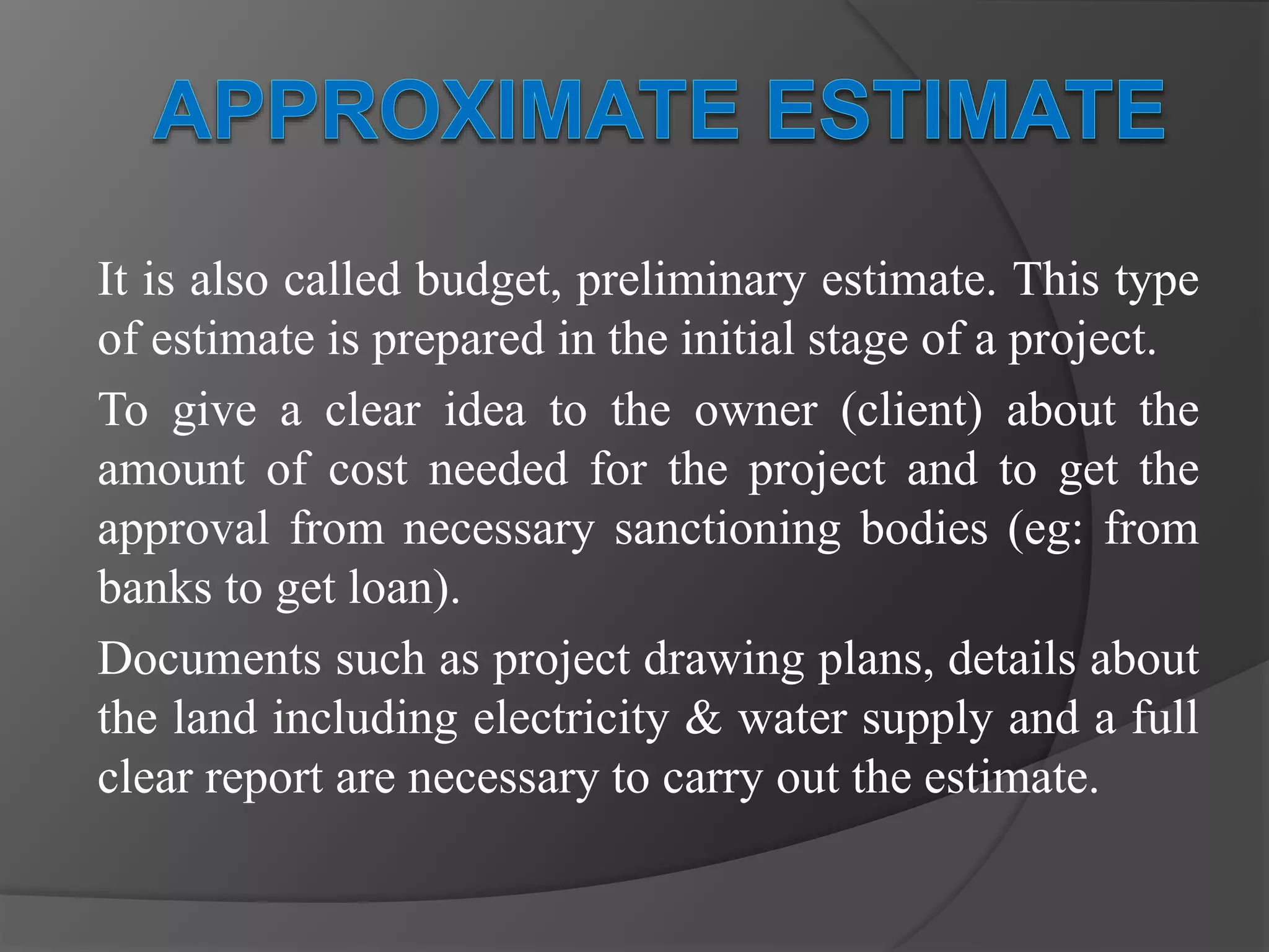 Types of estimate | PPTX
