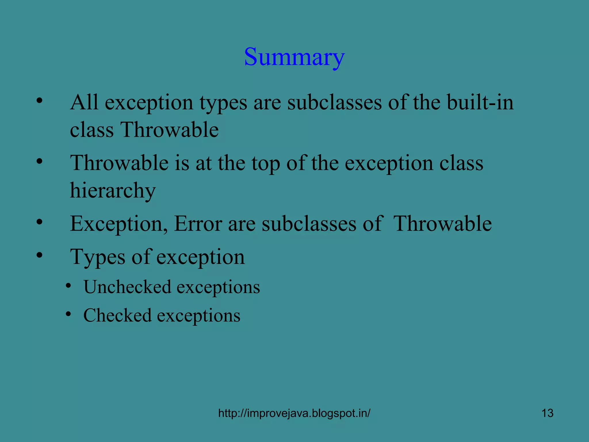Types of exceptions | PPT