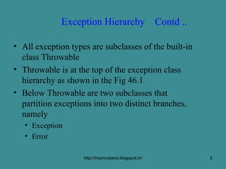 Types of exceptions | PPT | Programming Languages | Computing