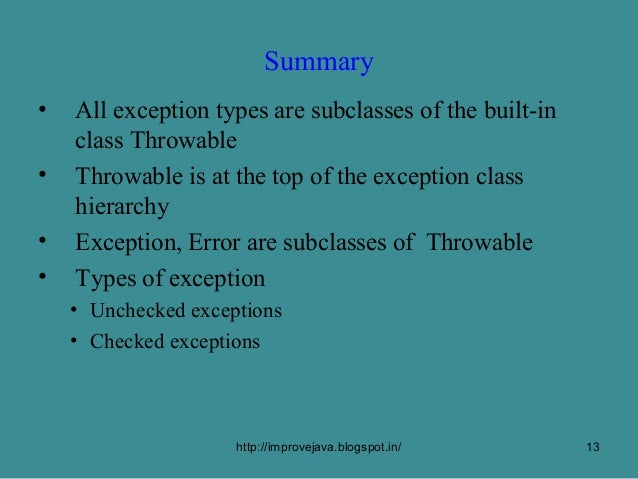 Types Of Exceptions