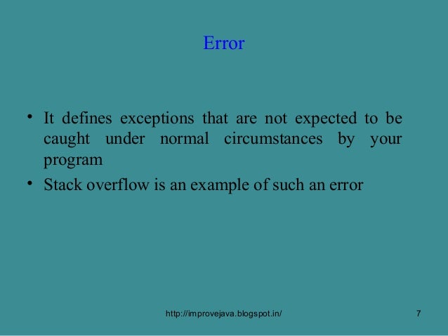 Types of exceptions