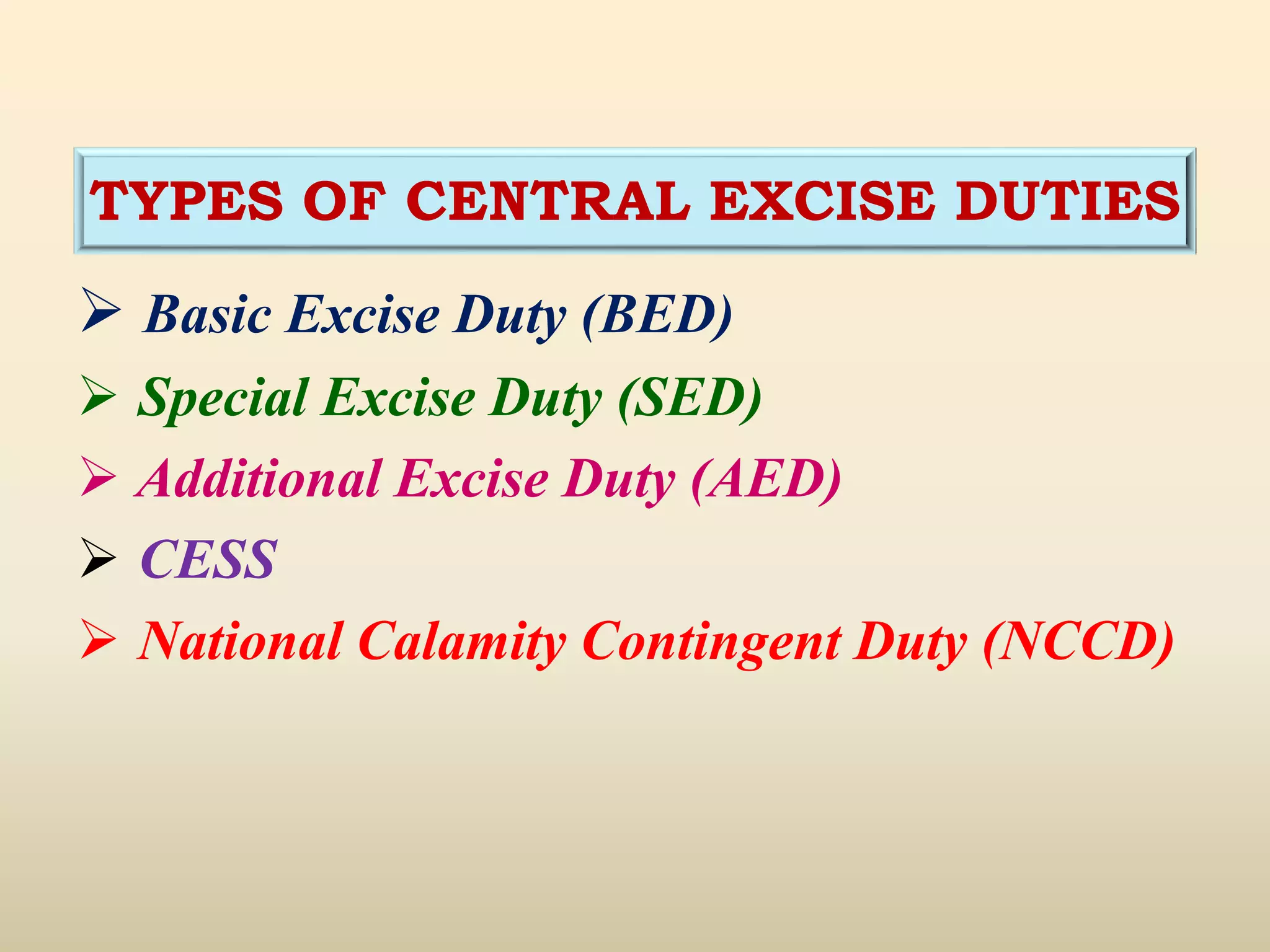 Types of excise duties | PPTX