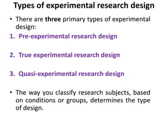 Types of experimental design | PPTX