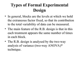 Types of Experimental Design in research methodology | PPT