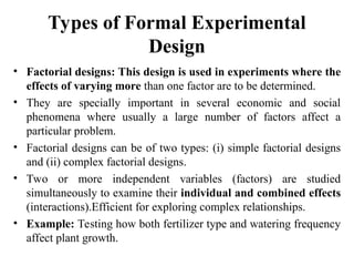 Types of Experimental Design in research methodology | PPT