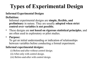 Types of Experimental Design in research methodology | PPT
