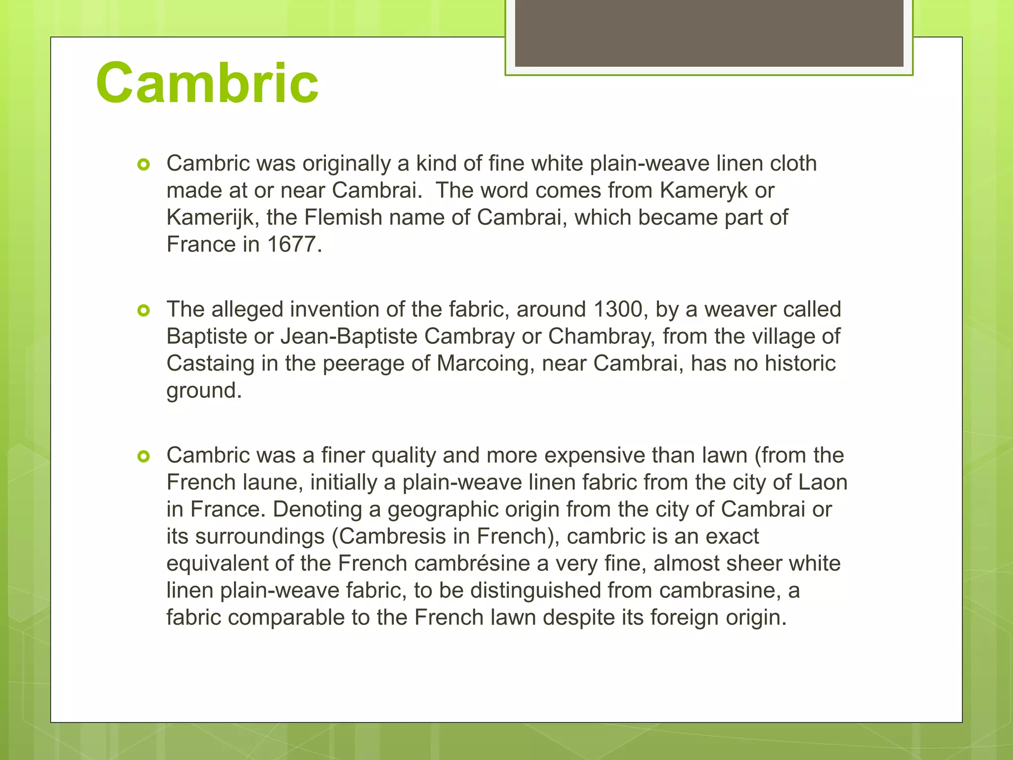 Types of fabrics | PPTX