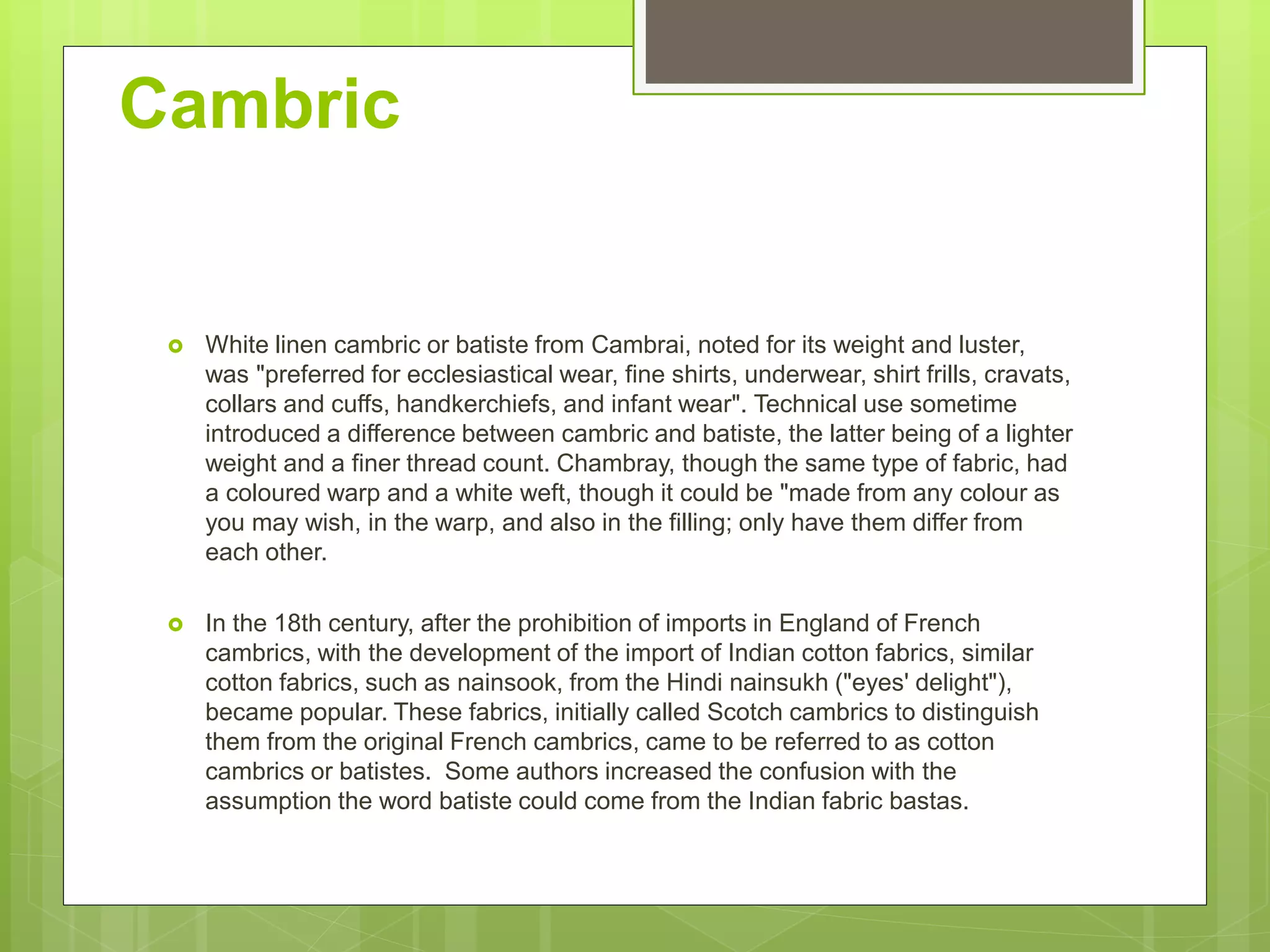 Types of fabrics | PPTX