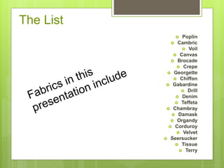 Types of fabrics | PPTX