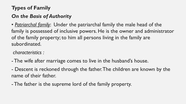 Types of Family and familys meberspatrical and matriarchal | PPT