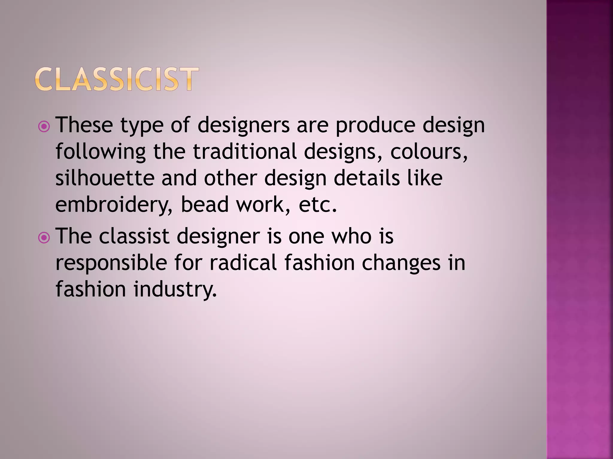 Types of fashion designers | PPTX