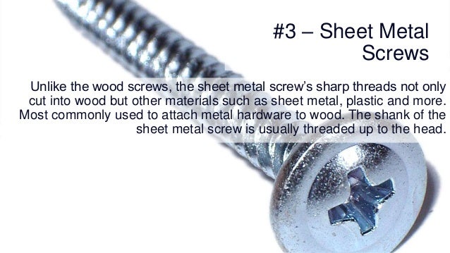 Types of fasteners and fixings