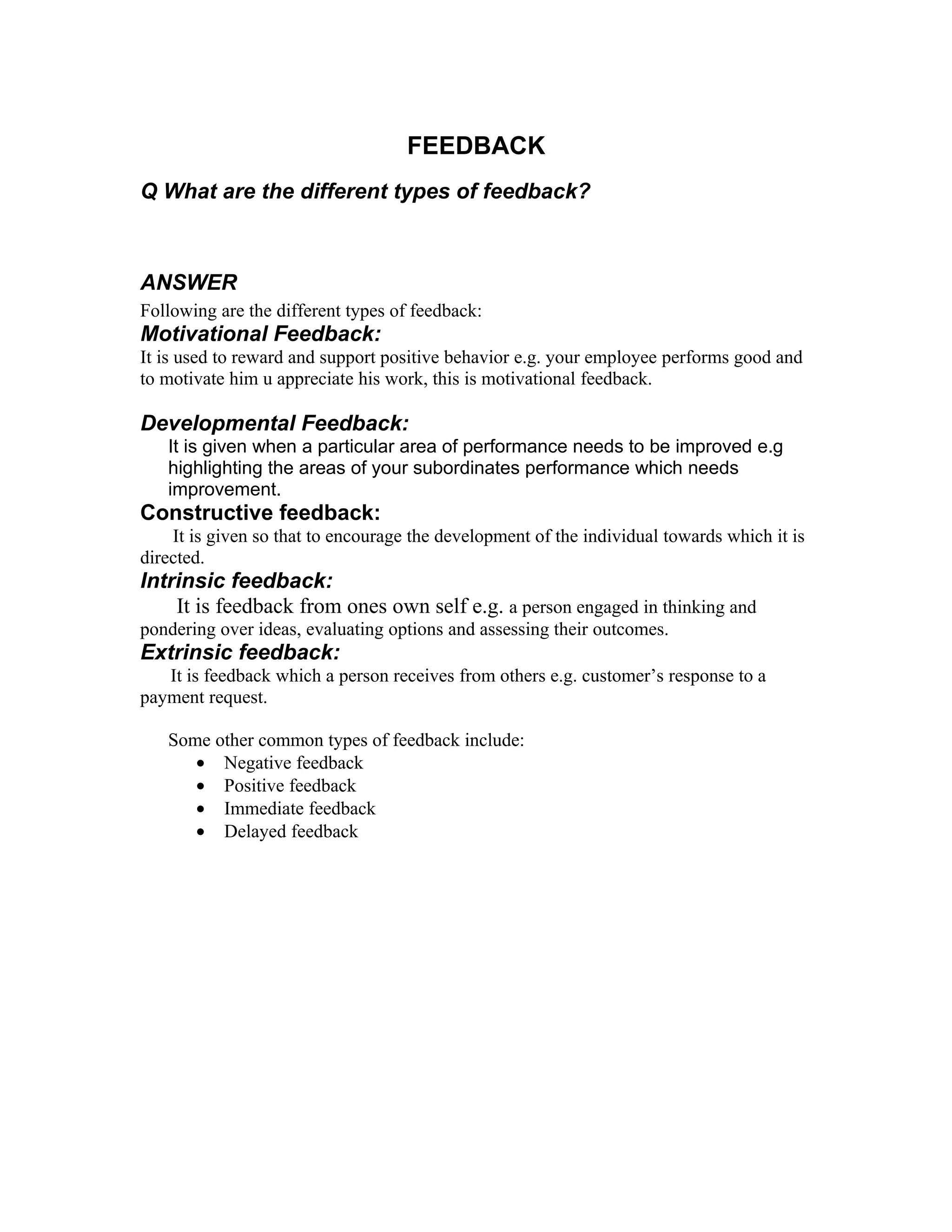 Types of feedback | DOC