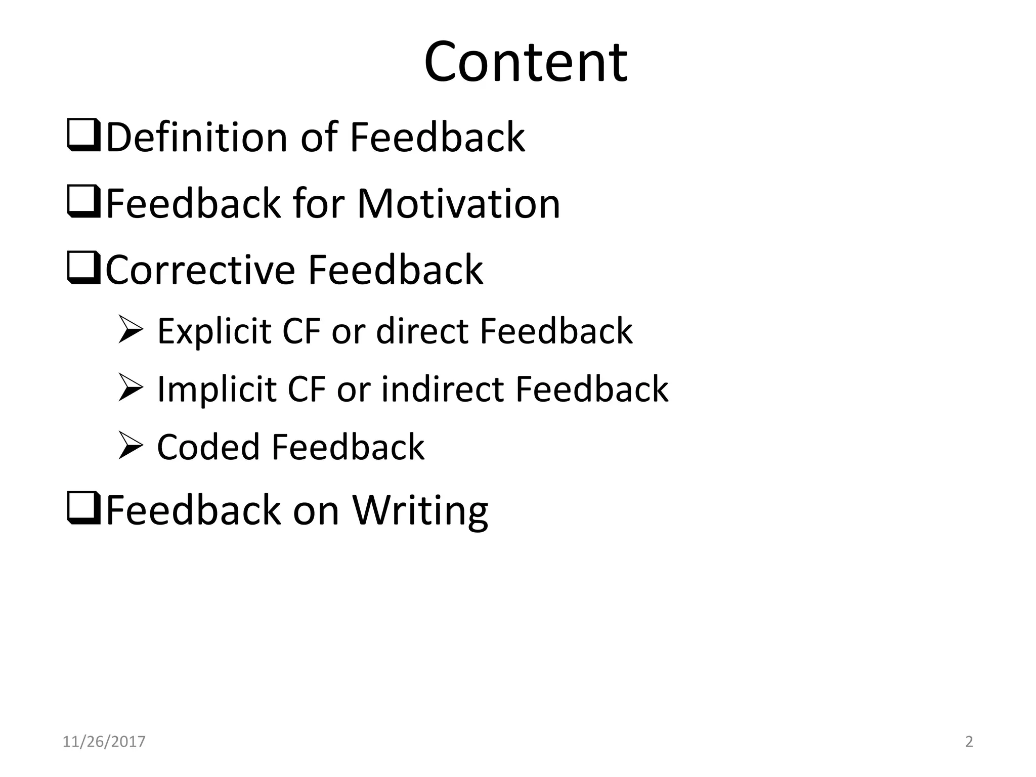 Types of feedback | PPTX | Educational Assessment | Education