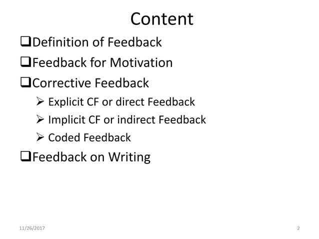 Types of feedback | PPTX | Educational Assessment | Education