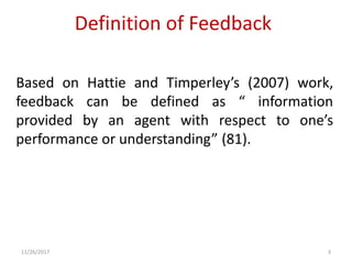 Types of feedback | PPTX | Educational Assessment | Education