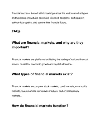 Types of financial markets and their functions | PDF