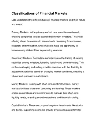 Types of financial markets and their functions | PDF