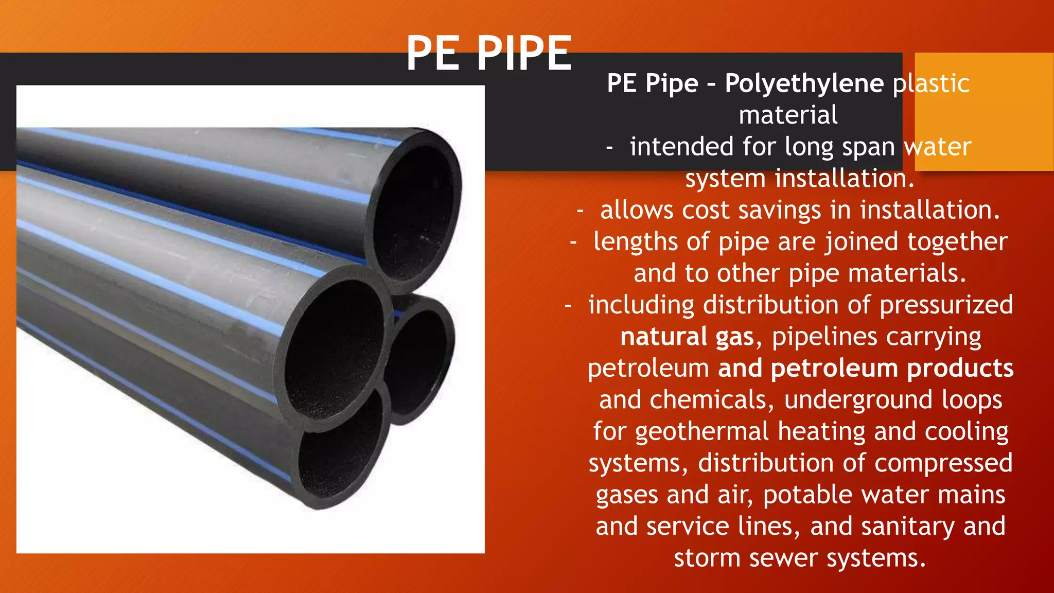 Types of fittings and materials in plumbing | PPTX