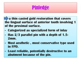 Types of fixed prostheses from Emilio Aguinaldo College, Philippines | PPT