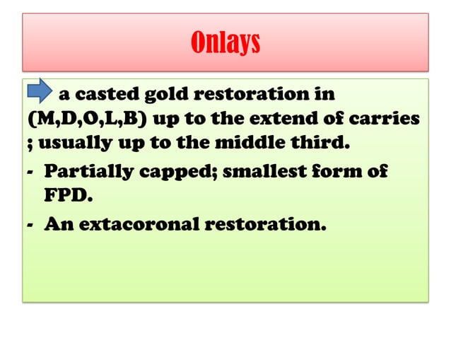 Types of fixed prostheses from Emilio Aguinaldo College, Philippines | PPT