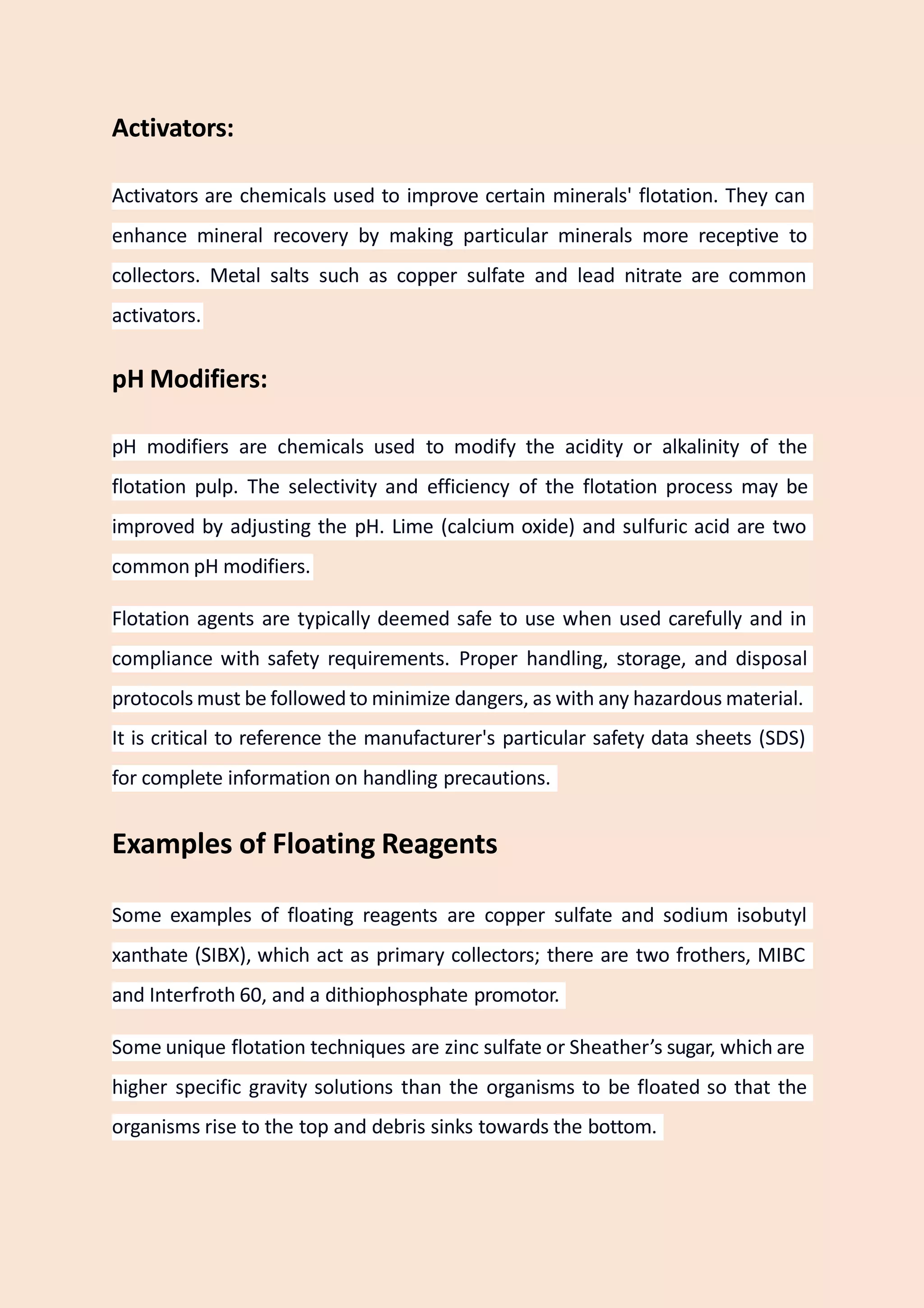 Types of flotation agents and are they safe to use? | PDF