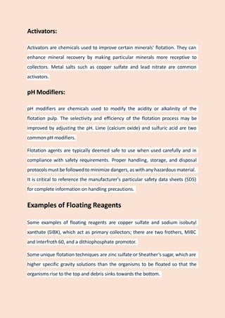 Types of flotation agents and are they safe to use? | PDF