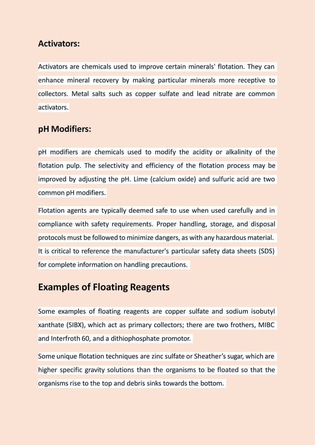 Types of flotation agents and are they safe to use? | PDF