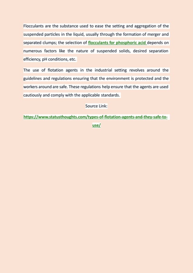 Types of flotation agents and are they safe to use? | PDF