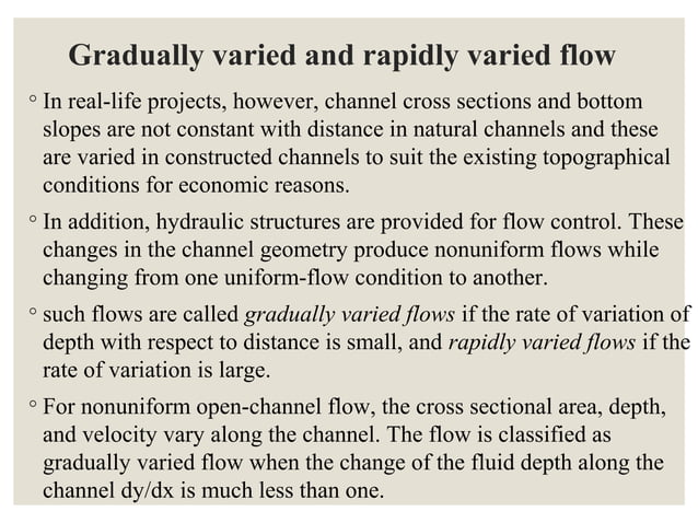 Types of flow in open channel | PPT | Geography | Science