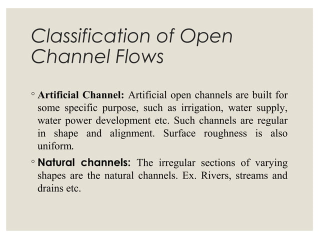 Types of flow in open channel | PPT | Geography | Science