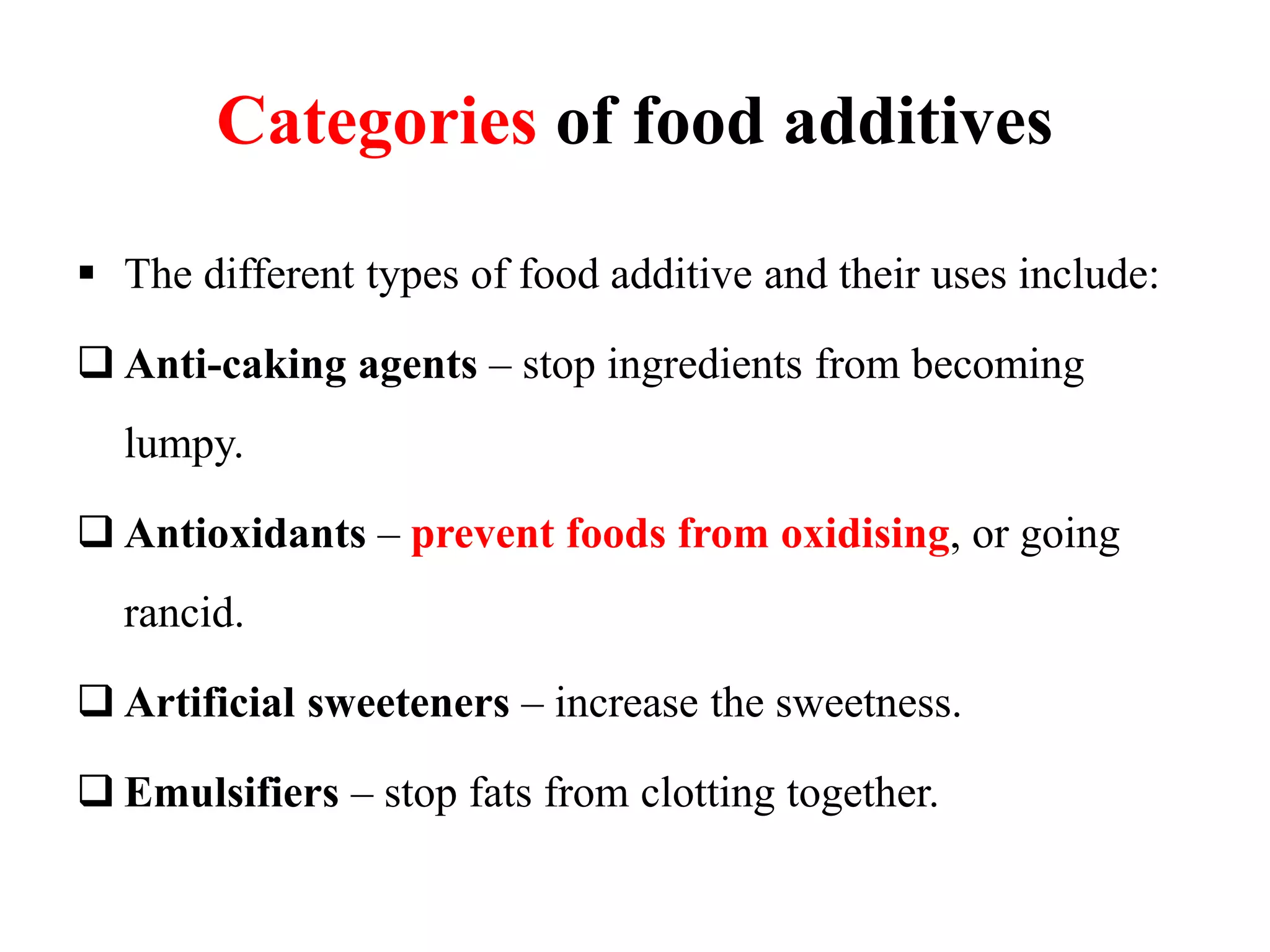 Types of food additives | PPTX