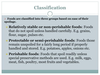 Types of food based on its perishability - DR KG/KCET | PPTX