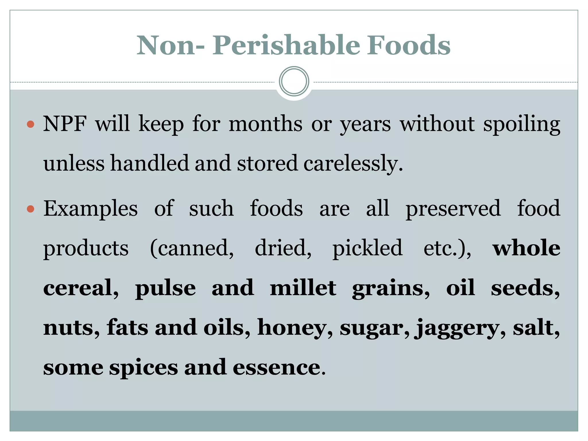 Types of food based on its perishability | PDF