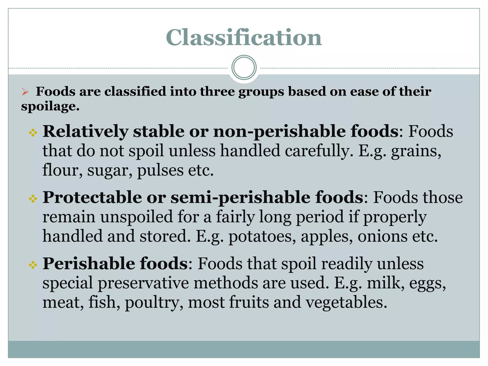 Types of food based on its perishability | PDF