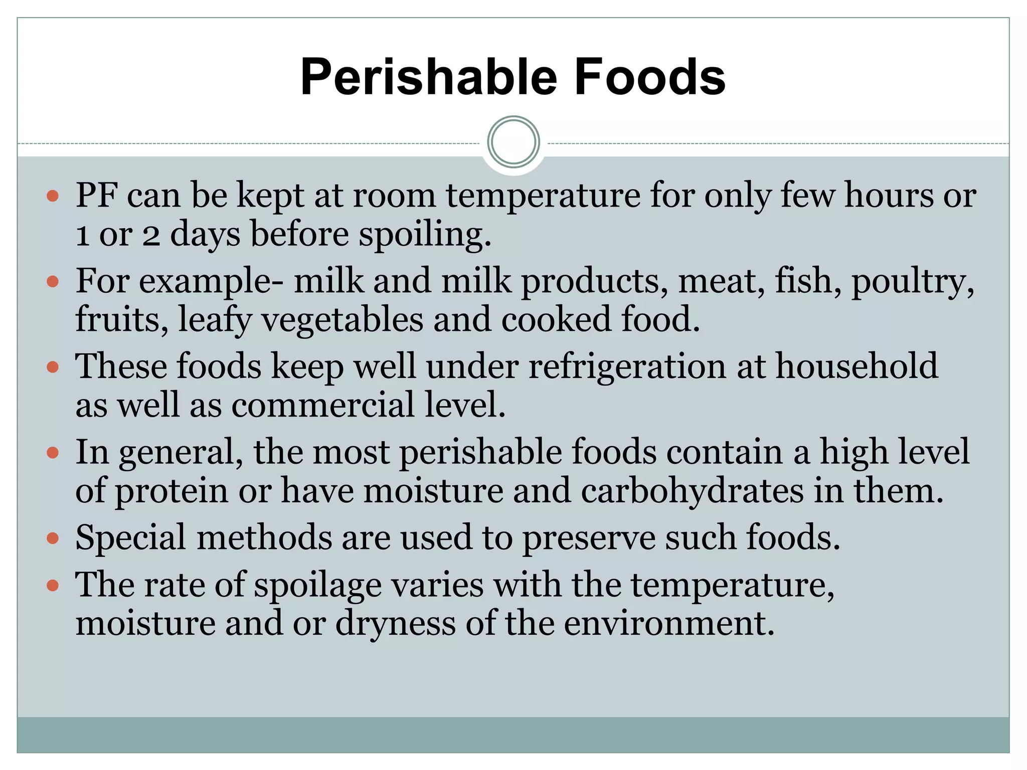 Types of food based on its perishability | PDF