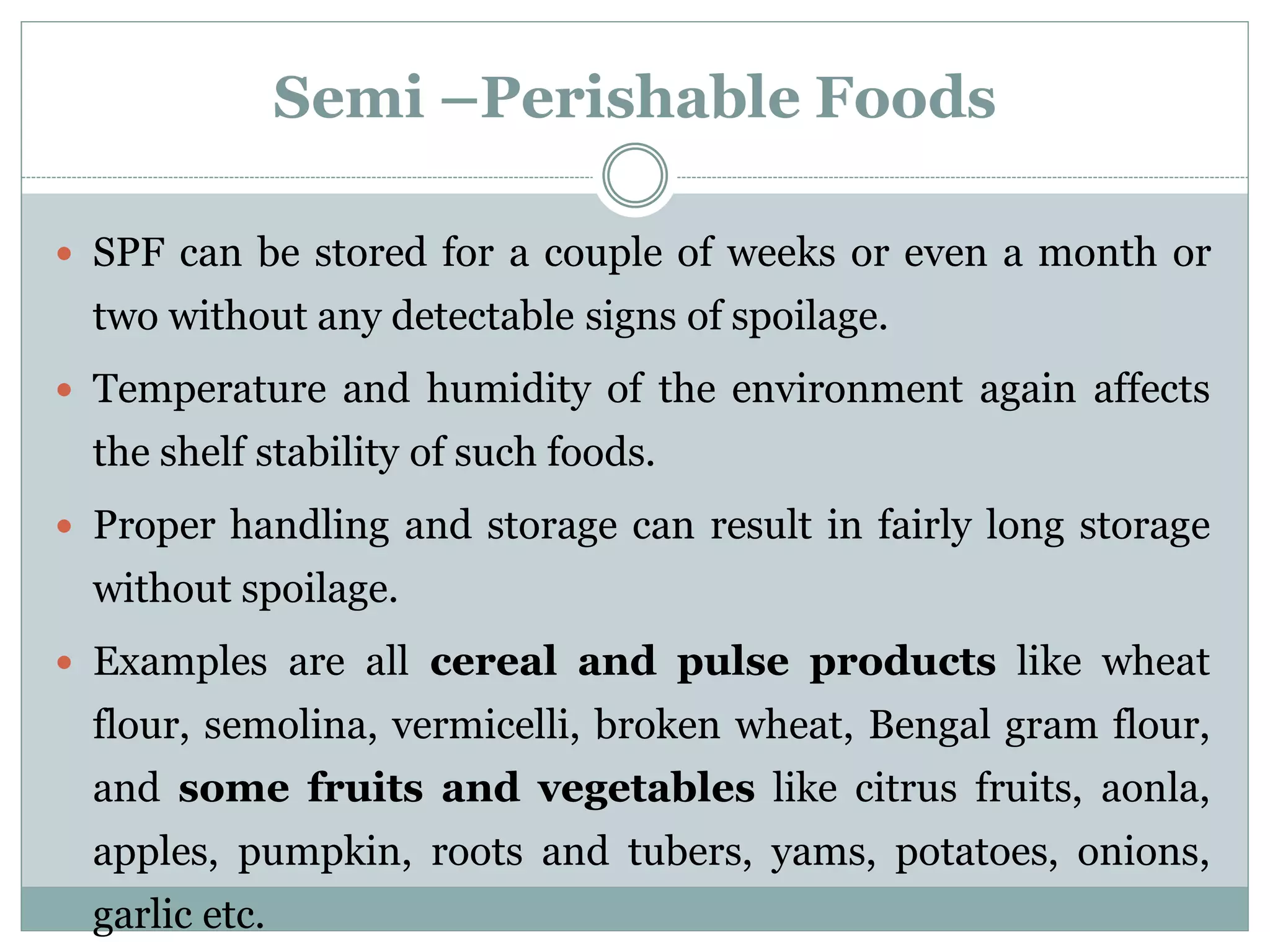 Types of food based on its perishability | PDF