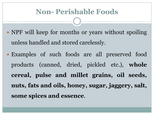 Types of food based on its perishability | PDF