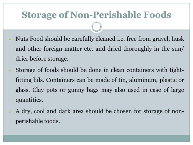 Types of food based on its perishability | PDF