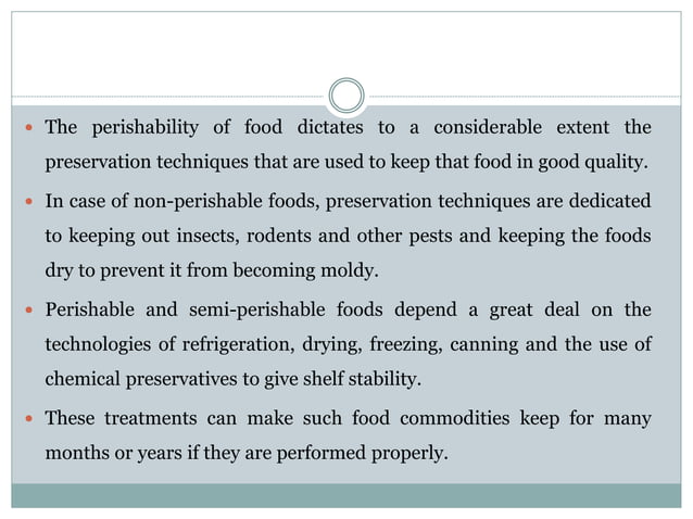 Types of food based on its perishability | PDF