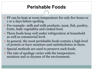 Types of food based on its perishability | PDF