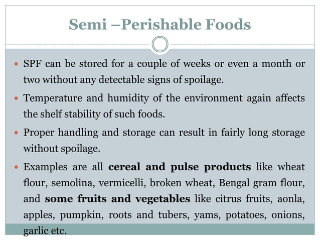 Types of food based on its perishability | PDF