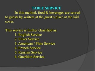 Types of food & beverage service | PPTX