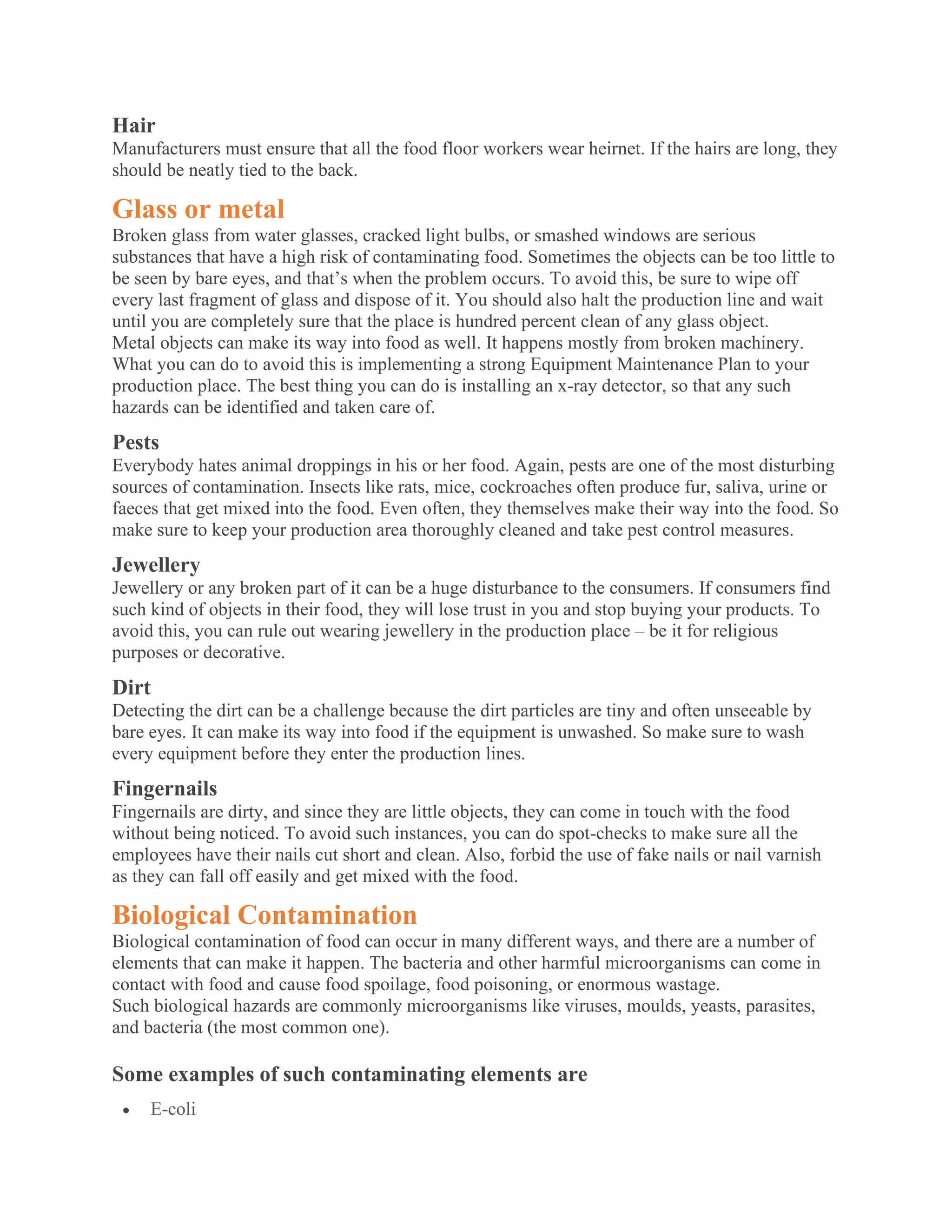 Types of food contamination | PDF