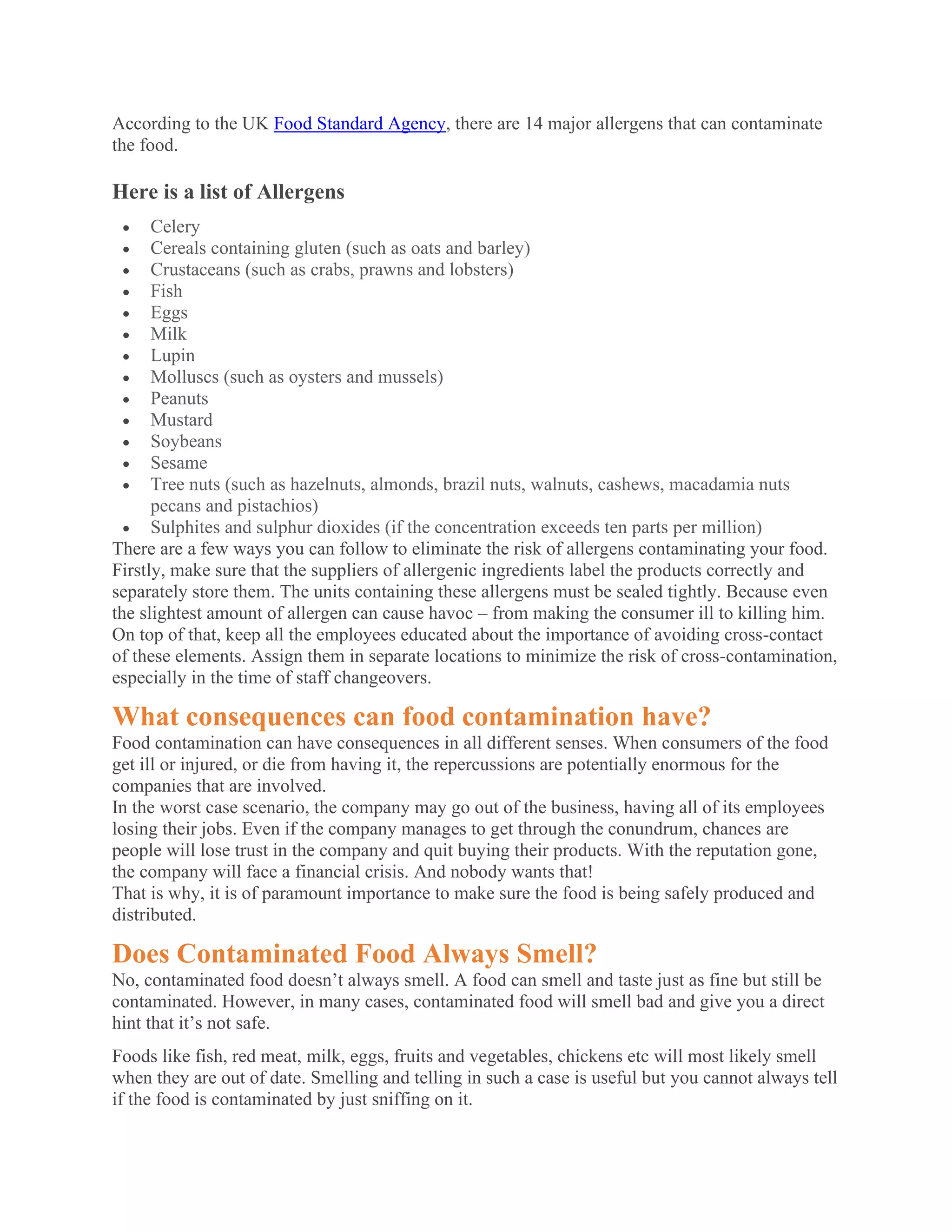 Types of food contamination | PDF
