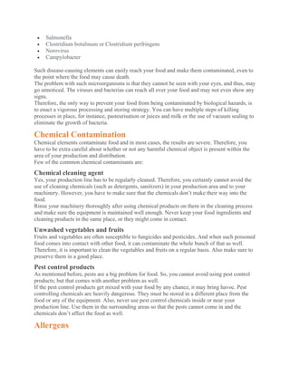Types of food contamination | PDF