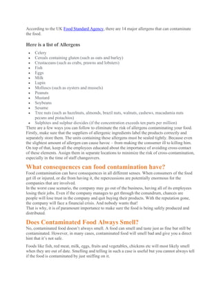 Types of food contamination | PDF